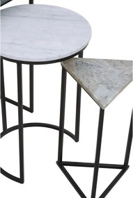 Odkládací stolky v sadě 3 ks s mramorovou deskou 40x40 cm Mandoli – Premier Housewares