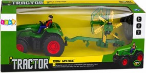LEAN Toys Zemědělský traktor s obracečem a farmářem, dálkově ovládaný RC, se světly, měřítko 1:24