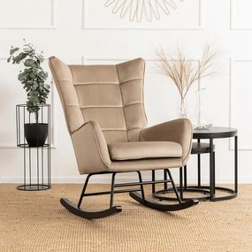 Designové houpací křeslo Bergen béžová velur