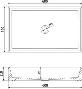 Mexen Goya, umyvadlo na desku 60 x 37 cm, světle šedá matná, 22186061