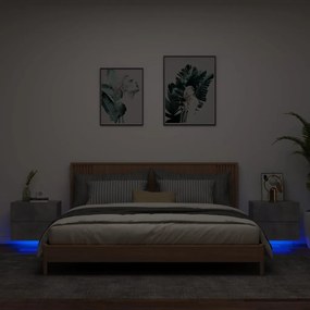 vidaXL Nástěnné noční stolky s LED osvětlením 2 ks betonově šedé