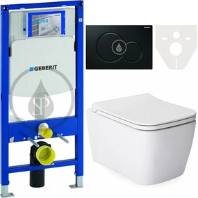 AKCE/SET/LIVERO Geberit - Předstěnová instalace pro závěsné WC + CERANO - WC mísa rimless Quartz + sedátko Quartz - bílá lesklá + Geberit - Ovládací …