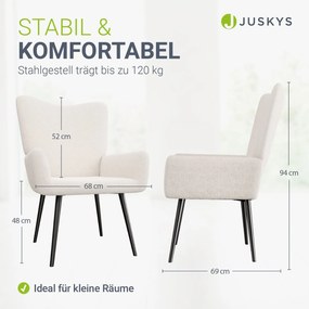 Juskys Křeslo ušák Odense Barva: béžová, Provedení: bez stoličky, Materiál: bouclé