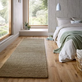 Khaki ručně tkaný vlněný běhoun 80x230 cm Harris Boucle – Flair Rugs