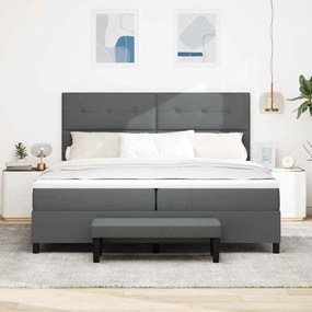 Postel s boxspringem s čelo Tmavě šedá 200 x 200 cm textil 3344094