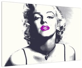 Obraz Marilyn Monroe s fialovými rty (90x60 cm)