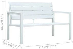 vidaXL Marketos Zahradní lavice 120 cm HDPE bílá dřevěný vzhled