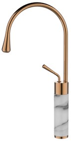 Invena Stone, vysoká umyvadlová baterie h-455, bílá-měděná, INV-BU-33-W18-V