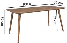 Bruxxi Jídelní stůl Repa, 160 cm, masiv Sheesham