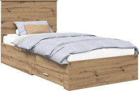 Rám postele s čelo Artisanový dub 100 x 200 cm Kompozitní dřevo 3411349
