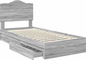 Postel s úložným prostorem se zásuvkou Šedá Sonoma 70 x 190 cm 3413560
