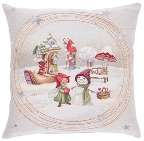 Tegatex Gobelínový povlak na polštář vánoční - Panenka se sněhulákem 42*42 cm