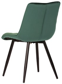 AUTRONIC Jídelní židle, potah v zeleném sametu, kovové podnoží v černé práškové barvě