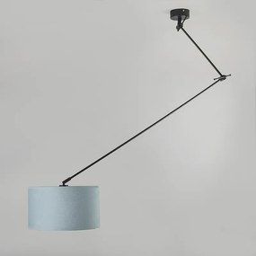 Závěsná lampa černá se stínidlem 35 cm světle modrá nastavitelná - Blitz I.