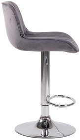 Barová židle Haugo - samet - chromovaný rám | tmavě šedá