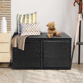 Costway Ratanový terasový box s objemem 335 l – 115 × 60 × 65 cm, šedá