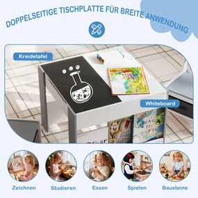 Costway 4 v 1 Sada dětských stolů a židlí s oboustrannou deskou stolu a bočními