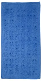 Rychleschnoucí osuška SMAJLÍK 70 x 140 cm modrá, 100% mikrovlákno