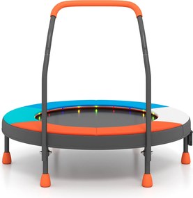 Costway Dětská trampolína Ø90 cm s LED osvětlením a madlem a taškou na přenášení