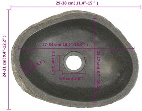 vidaXL Marketos Umyvadlo říční kámen oválné (29–38) x (24–31) cm