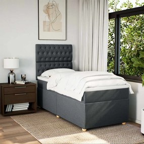 Box spring postel s matrací tmavě šedá 90x200 cm textil 3293471