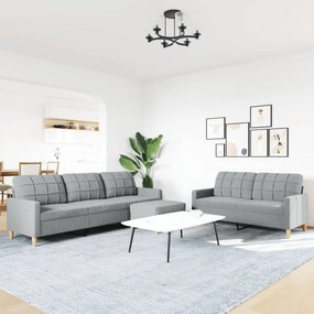 3dílná sedací souprava s podnožkou světle šedá textil 3278327