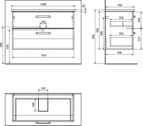 Aqualine Vega umyvadlová skříňka 98 x 60 x 43,8 cm dub platin VG903 Koupelny Bernold