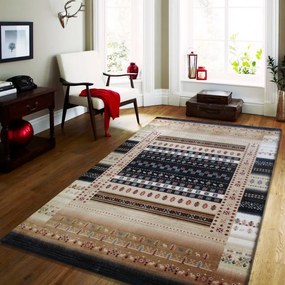 Kvalitní koberec v béžové barvě s modrými ornamenty Šířka: 200 cm | Délka: 290 cm