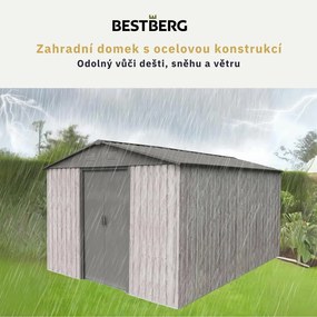 Zahradní domek BestBerg ZDB-9SD / 9 m² / 279 x 324 x 211 cm / dekor bílé dřevo/šedá