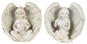 Dekorativní sošky andílků se srdíčky (2 ks) – (2) 10x6x10 cm