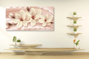 Obraz luxusní magnolie s perlami Varianta: 120x60