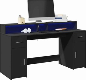 vidaXL Psací stůl s LED světly 160 x 55 x 91 cm kompozitní dřevo [3309431] Barva: Černá