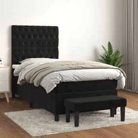 vidaXL Box spring postel s matrací 90x200 cm samet [3138006] Barva: Tmavě šedá