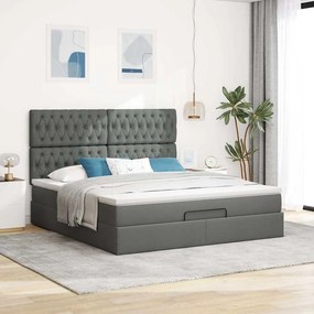 Osmanský rám postele s matrací tmavě šedá 160x200cm textil 3313252