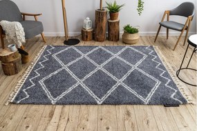 Dywany Łuszczów, Kusový koberec Berber Asila B5970 grey and white, 200x290, šedá, obývací pokoj