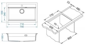 ALVEUS 1148163 - Kuchyňský dřez ATROX 79x50 cm granit/černá