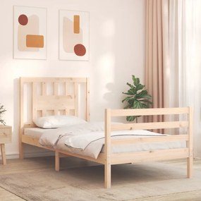 vidaXL Rám postele s čelem Small Single masivní dřevo [3194531] Barva: Přírodní