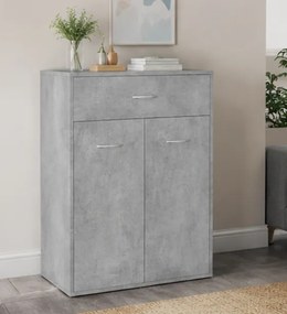 skříňka na boty, botník, 1 zásuvka, 2 dvířka, dřevo, 85x61x36 cm, beton šedá, Dekorino BB20260063