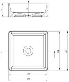 Deante CDJ_6U3S - Umyvadlo na desku JASMIN 34,5x34,5 cm keramika/bílá