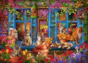 BLUEBIRD Puzzle Parapet s kočkami / 500 dílků