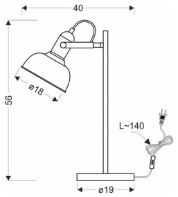 Černá kovová stolní lampa (výška 56 cm) Reno – Candellux Lighting