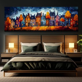Obraz na plátně - Barevná noční ulička Avionu FeelHappy.cz Velikost obrazu: 210 x 70 cm