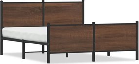 Kovový rám postele bez matrace hnědý dub 150 x 200 cm 3301371
