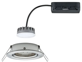 Paulmann 93877 Premium LED Slim Coin Satin, náklopná zápustná bodovka 1x6,8W LED 2700K stmívatelná, kartáčovaný kov, prům. 8,4cm