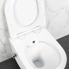 Závěsný WC komplet bez příruby s funkcí bidetu REA CARLO LUX RIMLESS, včetně SoftClose sedátka, bílá