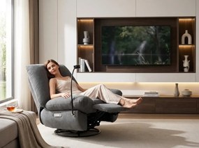 Elektrické polohovací TV křeslo RELAXME - šedá látka