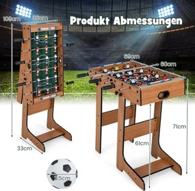 Costway Foosballový stůl Prostorově úsporný s robustní – 33 × 36 × 109 cm