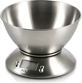 Adler AD 3134 šedá / Kuchyňská váha s miskou / 5 kg / nerezová miska /