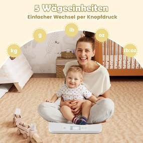 Costway Digitální kojenecká váha 50 g až 150 kg dětská váha s odnímatelným tácem