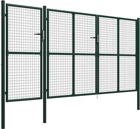 Zahradní brána ocelová 400 x 150 cm zelená 144313